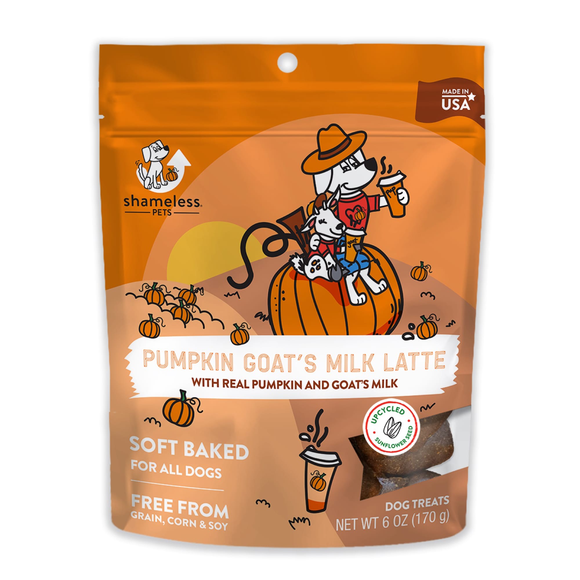 Shameless Pet Treats Pumpkin Goat's Milk Latte Dog Treats, 6 oz. | Petco