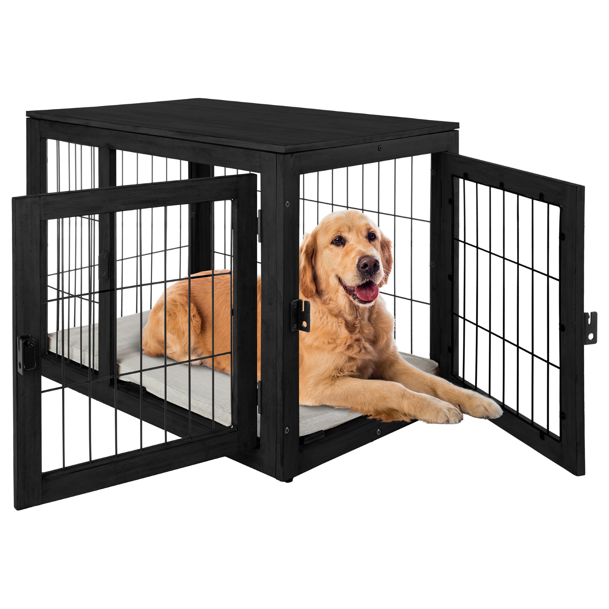Pet Adobe Furniture-Style Dog Crate, Black, Large | Petco