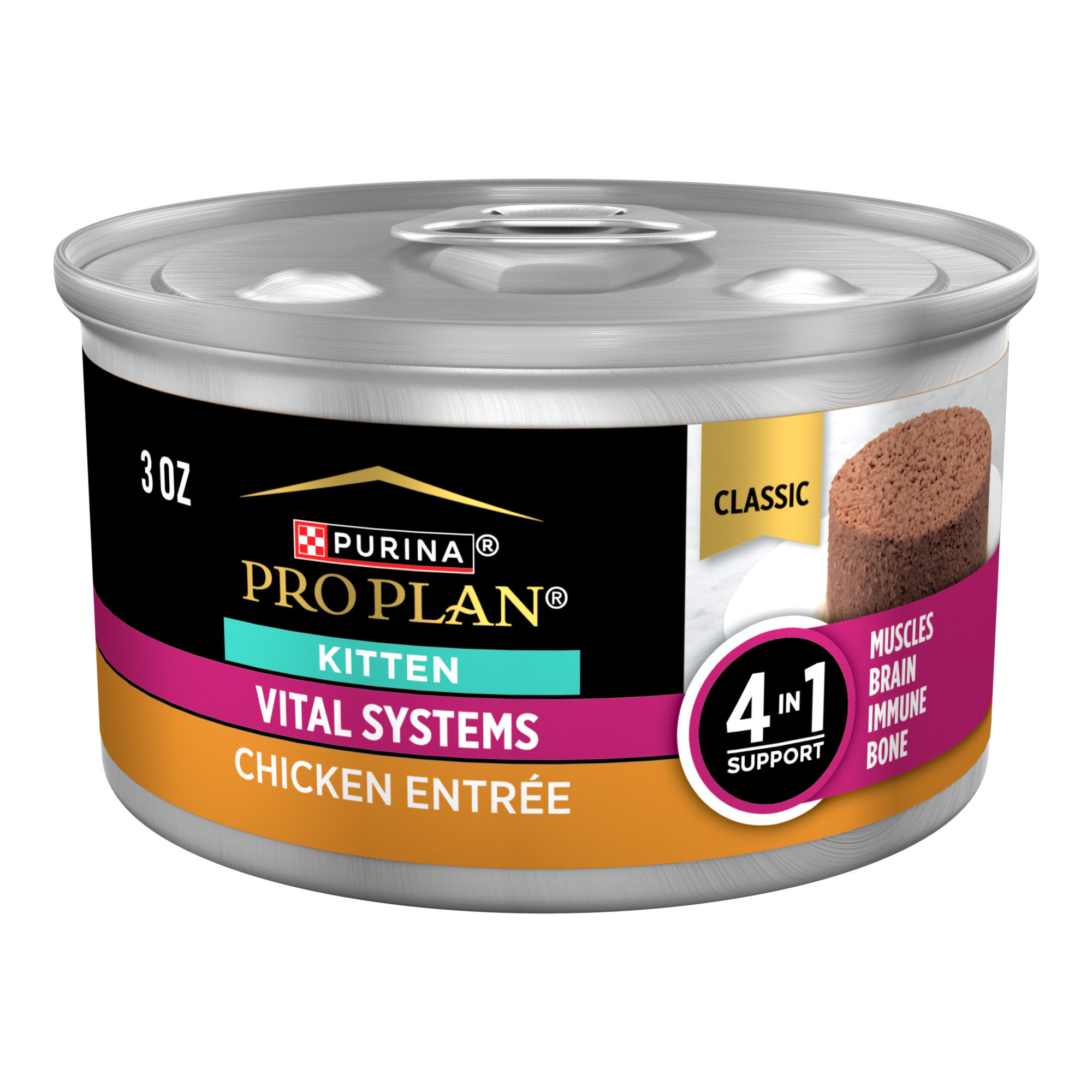 Purina Pro Plan Vital Systems Chicken Entreed 4-in-1 Wet Kitten Food, 3 ...