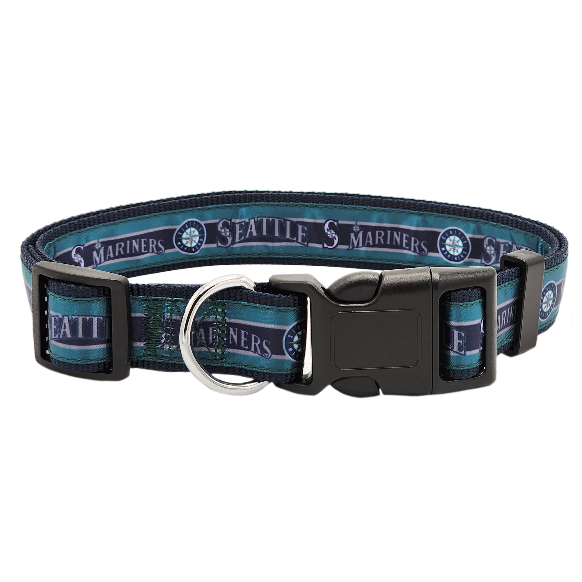 Pets First MLB Satin Dog Collar, Large, Seattle Mariners | Petco