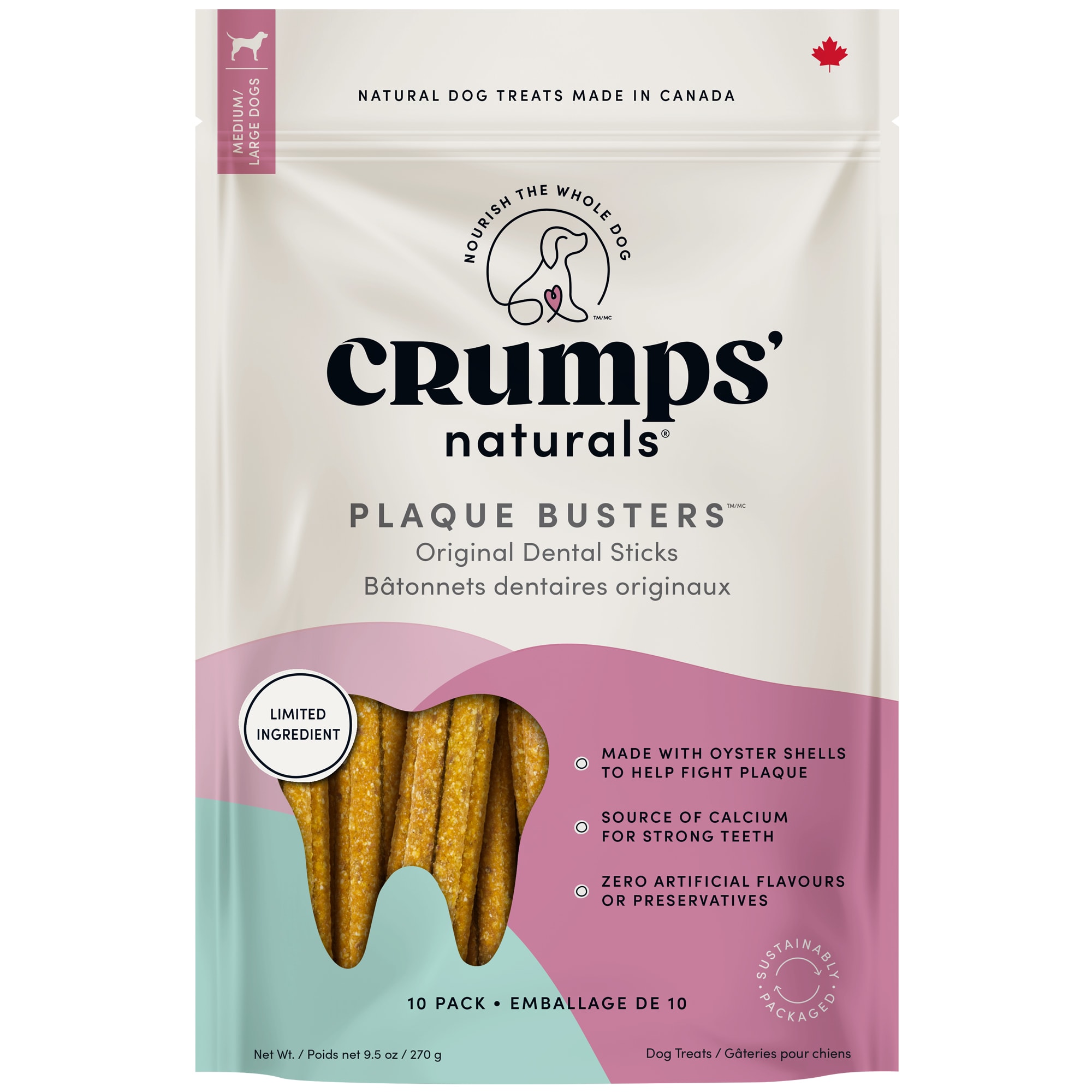 Crumps' Naturals Plaque Busters Original Dog Sticks, 9.5 oz., Pack of ...