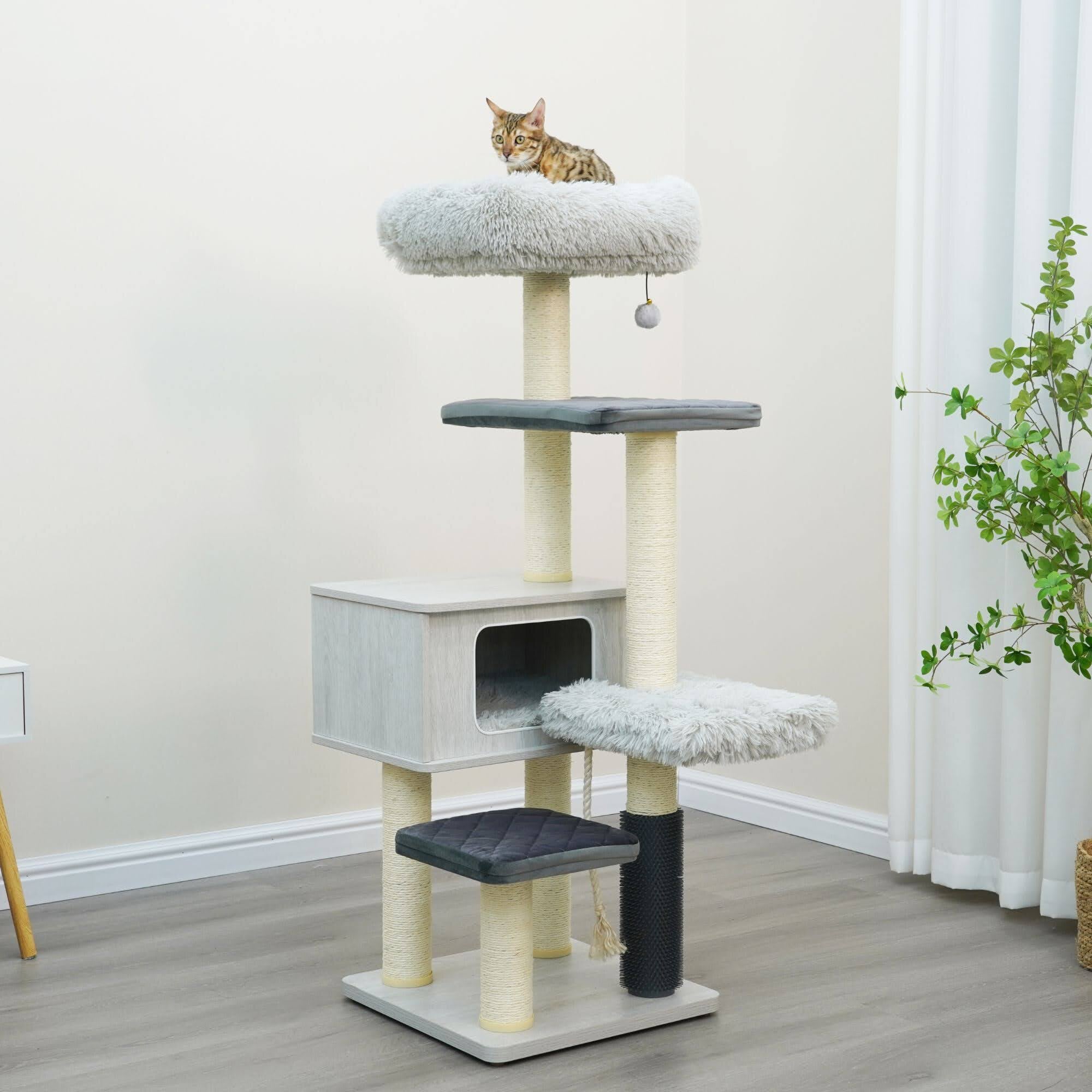 Catry Modern Minimalistic Cat Tree, 5 Level, Large, Kasio, 55" H | Petco