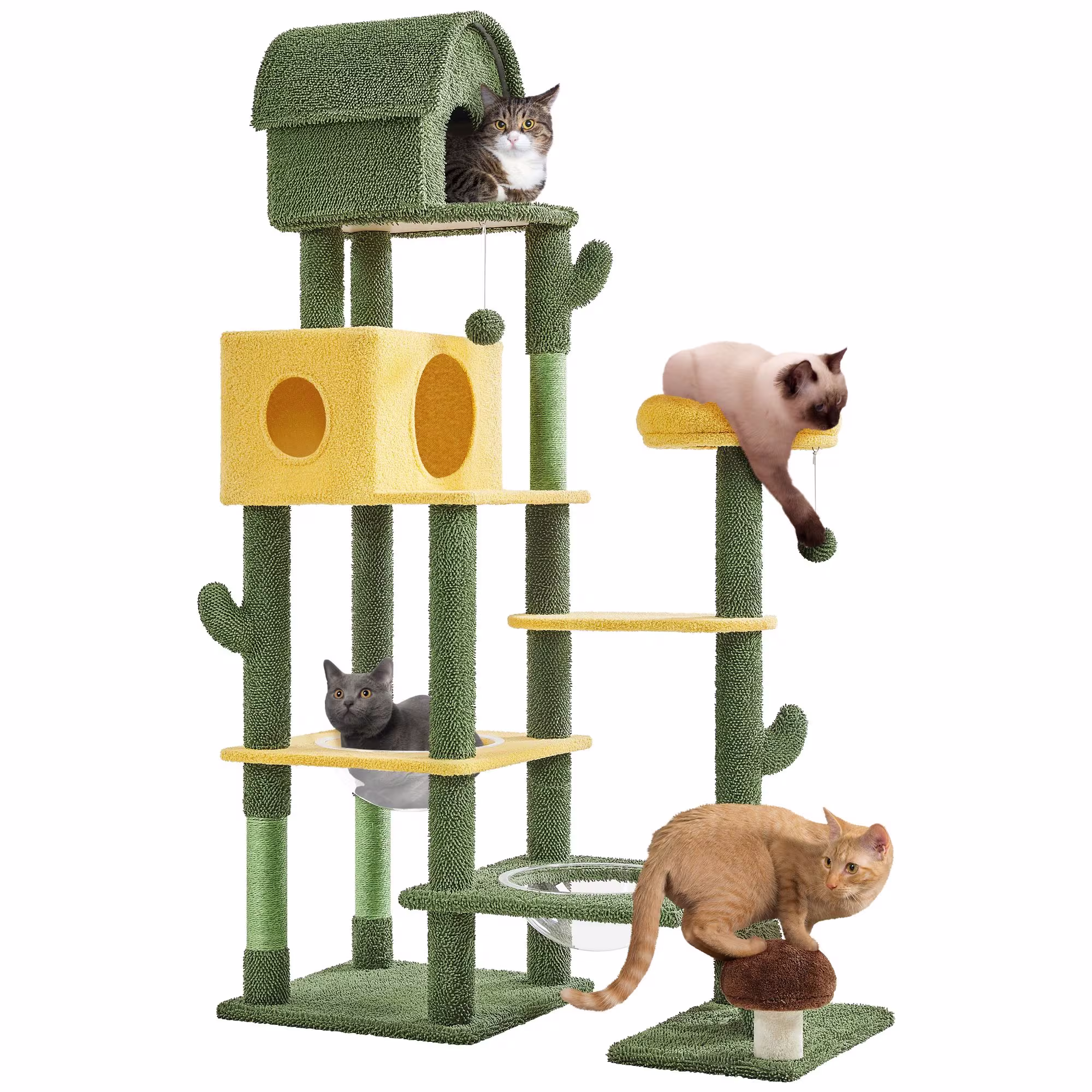 Topeakmart Oasis-themed Large Cat Tree with Condos and Toys, 68.5" H ...