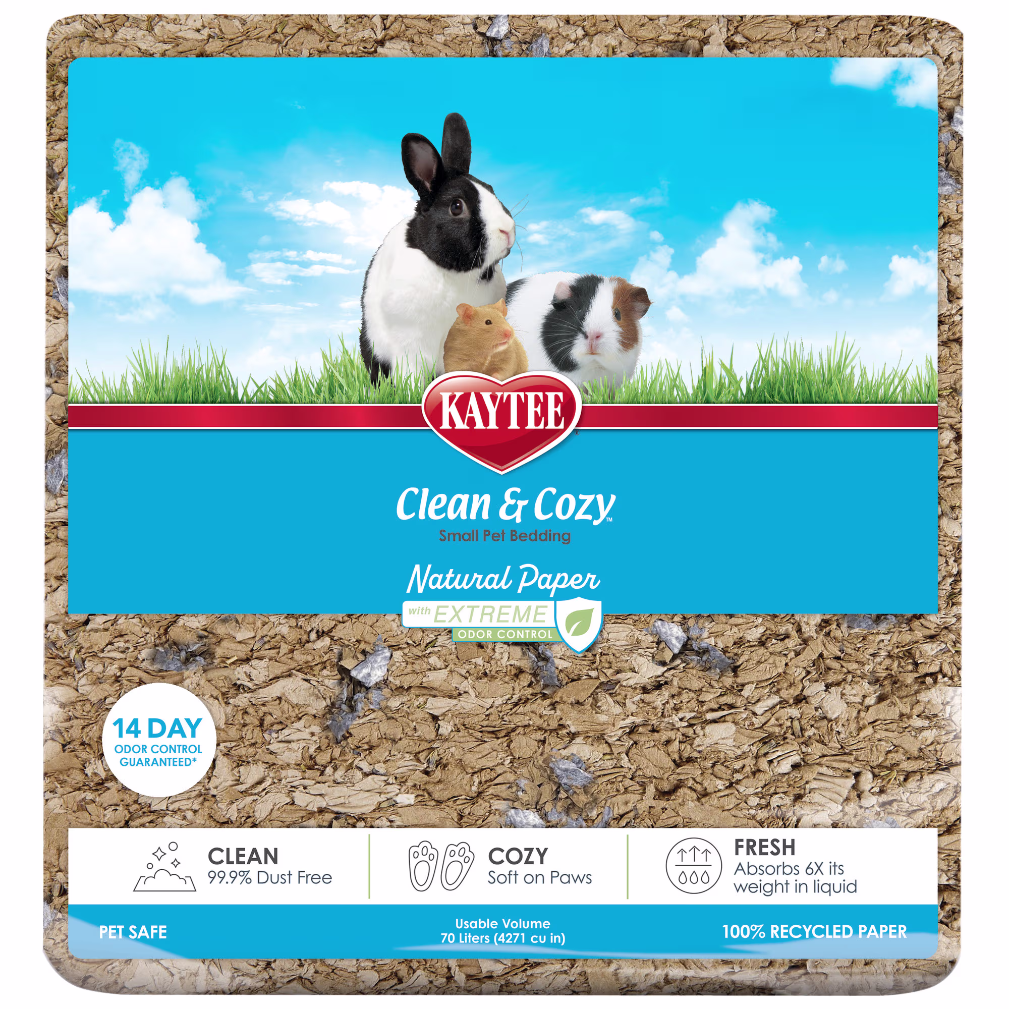 Kaytee Clean & Cozy Natural Paper with Extreme Odor Control Bedding, 70 Liters | Petco
