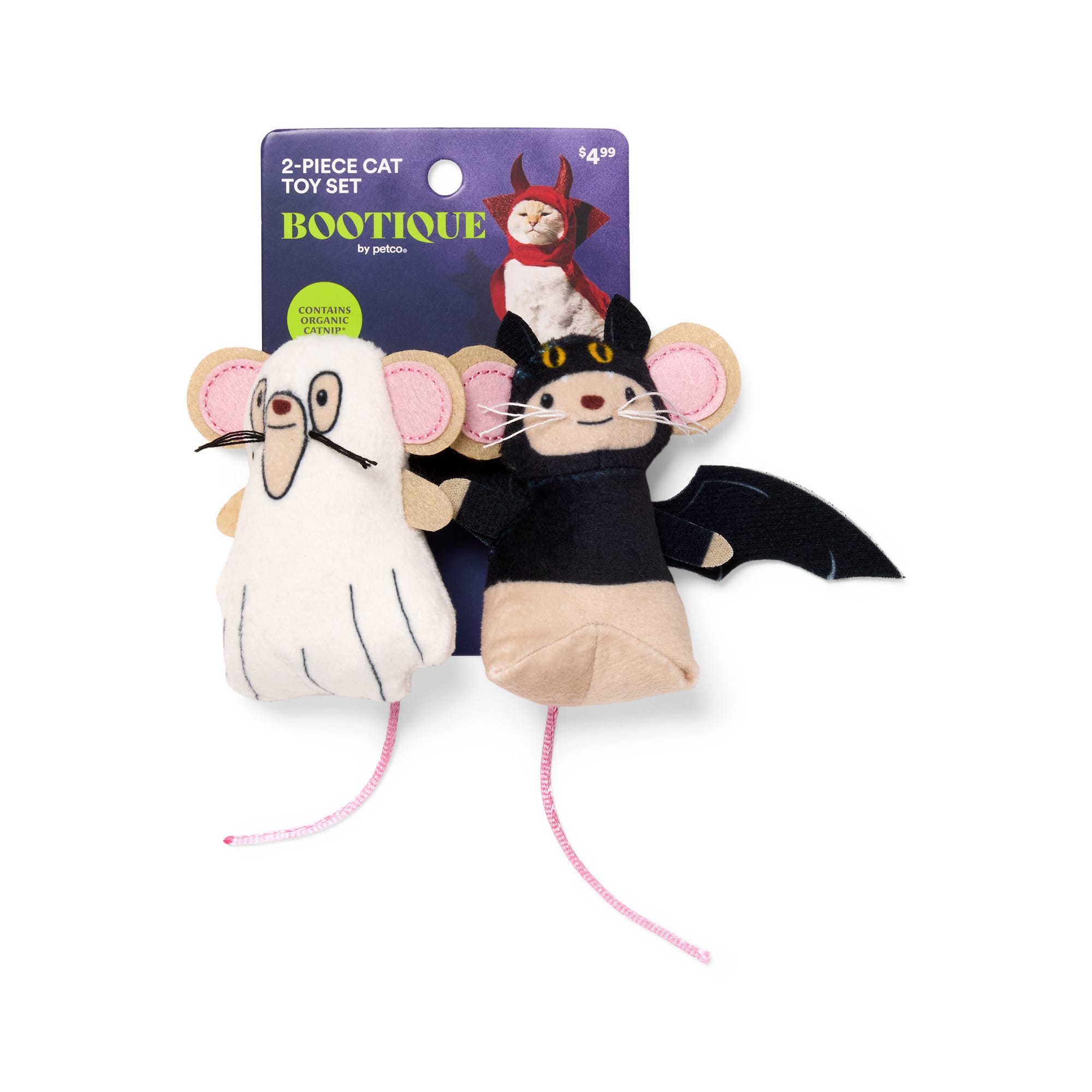 Bootique Ghost & Bat Plush Mice Cat Toy, X-Small, Pack of 2 | Petco
