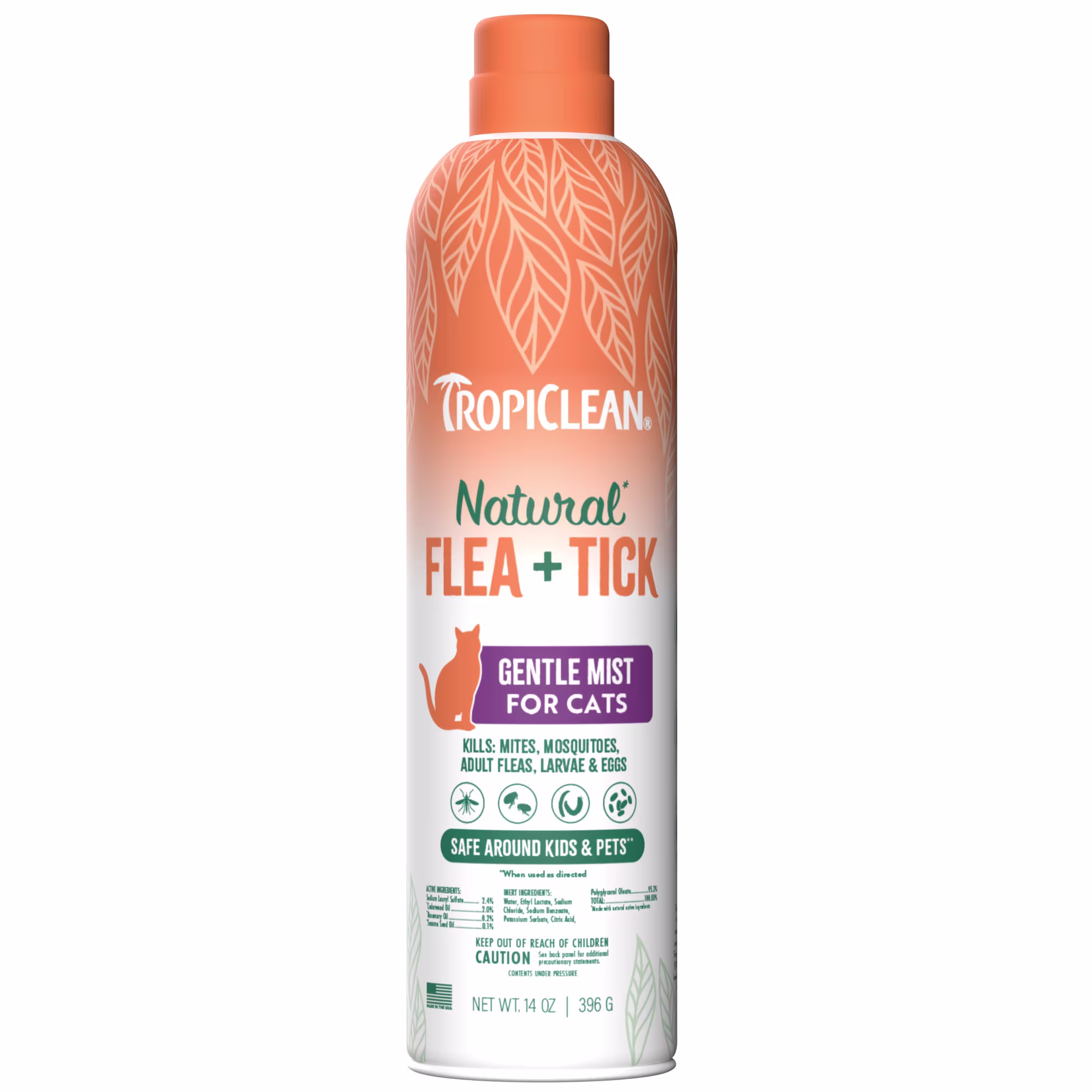 TropiClean Natural* Flea + Tick + Home Easy Mist Cat Spray, 14 oz. | Petco