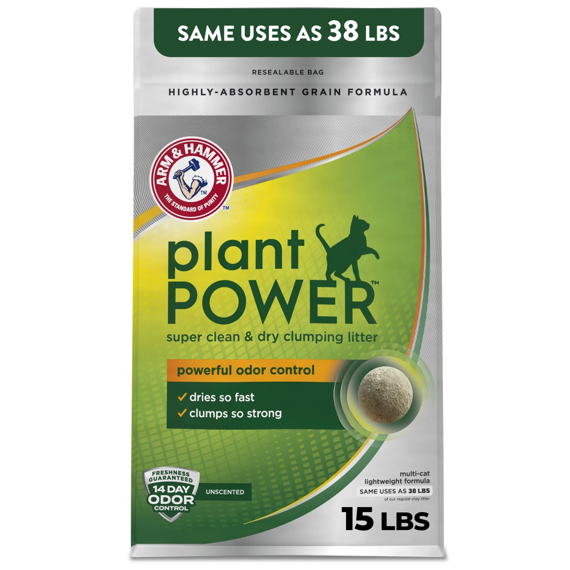 Arm & Hammer Plant Power Unscented Lightweight Corn & Wheat Formula ...