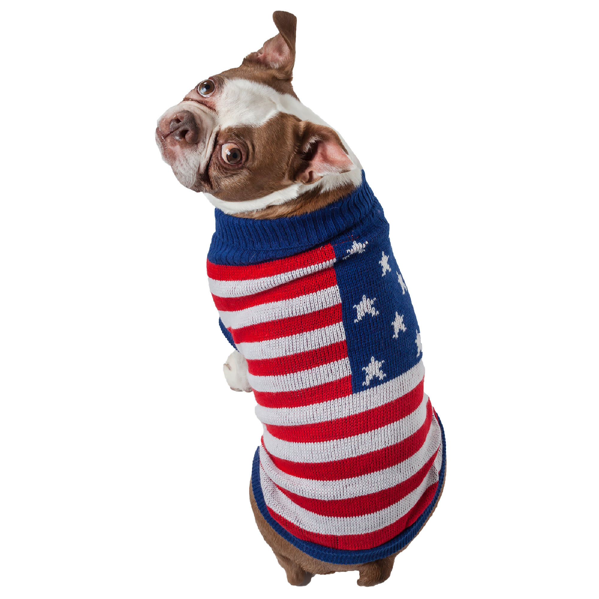 Pet Life Patriot Independence Star Heavy Knitted Fashion Ribbed Turtle ...
