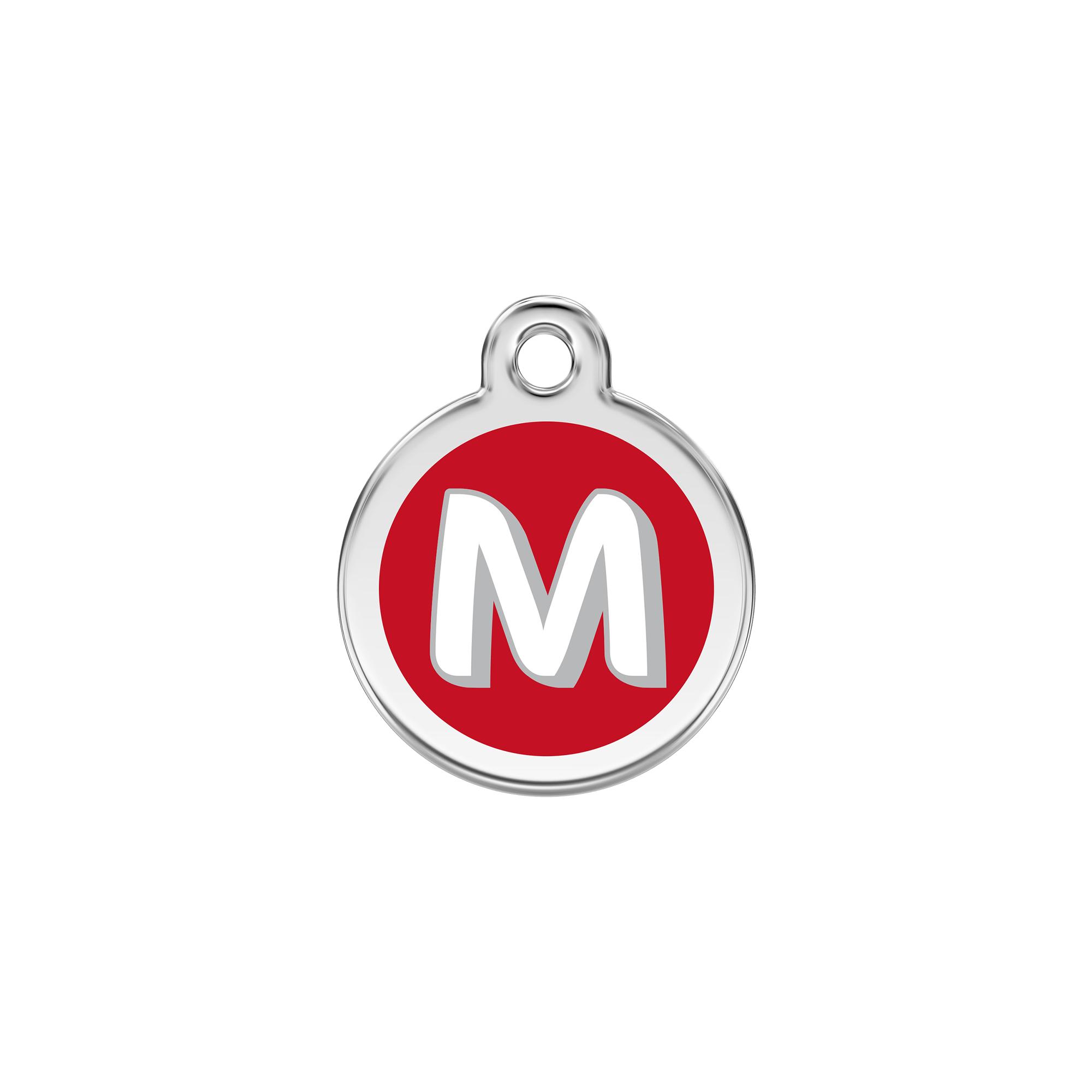Red Dingo Stainless Steel Enamel Alphabet M Personalized Engraved Pet ...