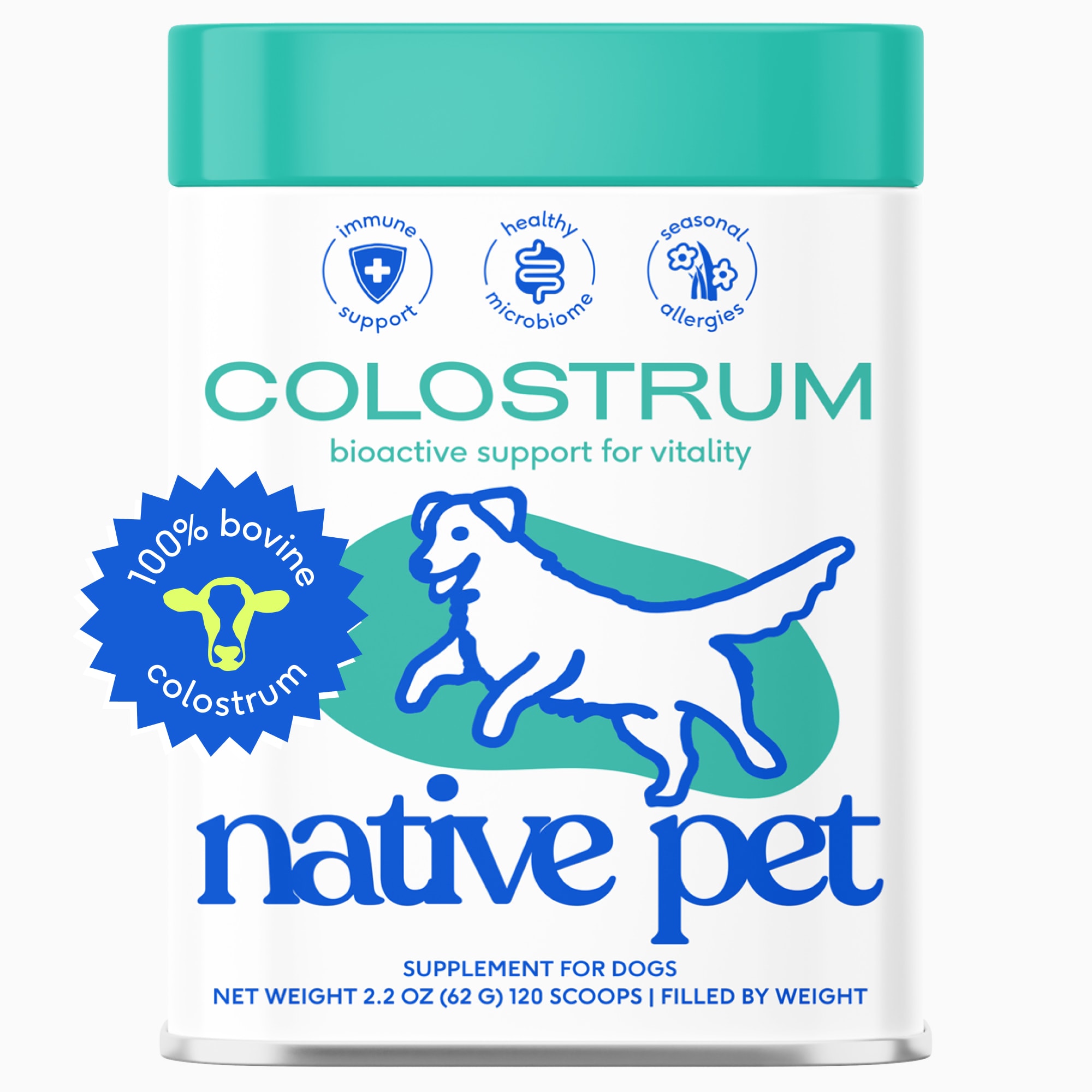 Native Pet Colostrum Powder Immune and Digestive Support Supplement for Dogs, 2.2 oz | Petco