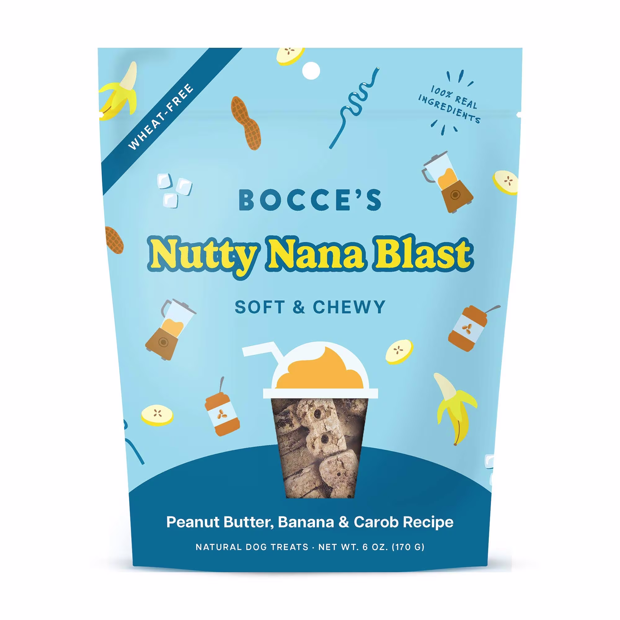 Bocce's Bakery Nutty Nana Blast Shake Soft & Chewy Dog Treats, 6 oz ...
