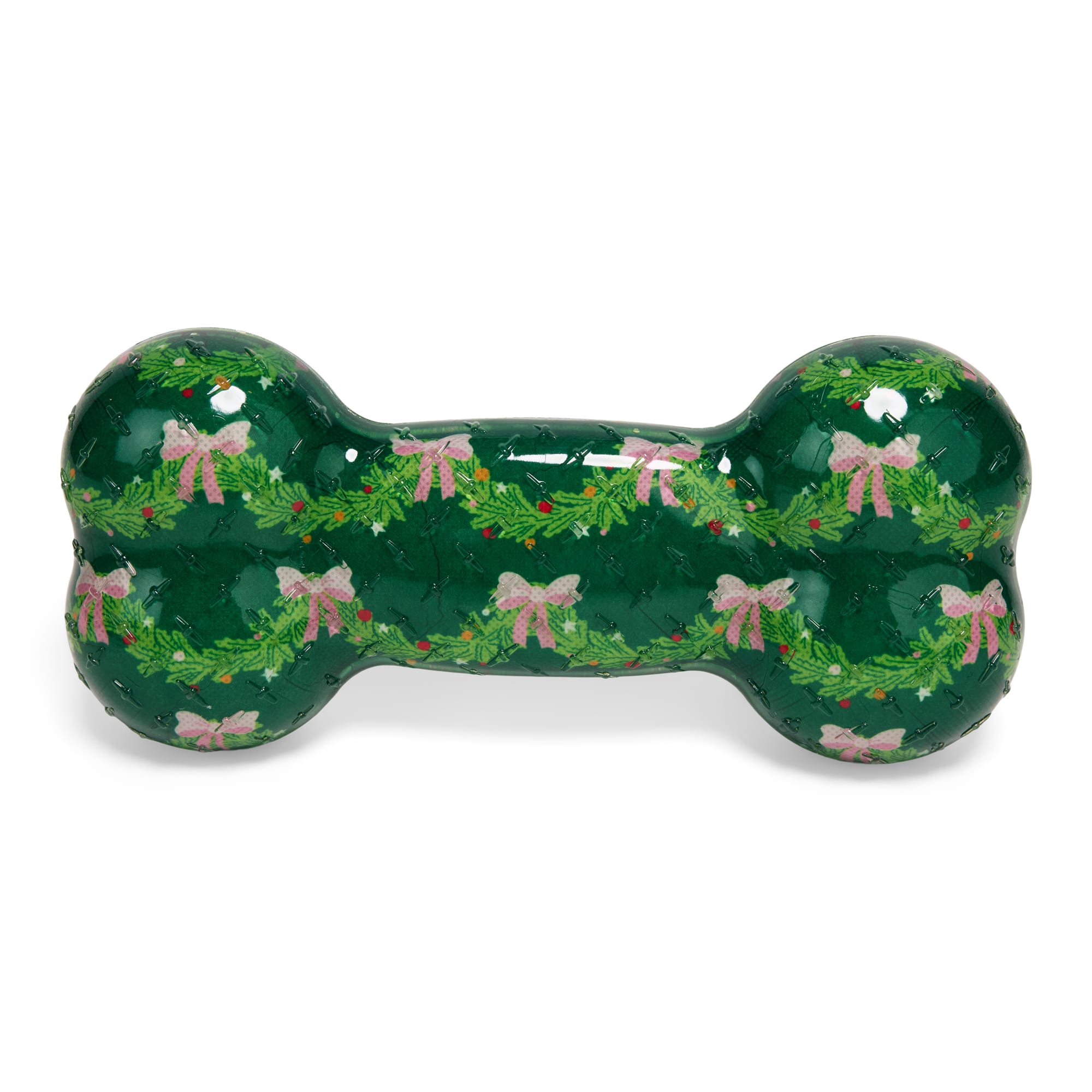 Merry Makings Garland Print Rubber Bone Dog Toy, Large | Petco