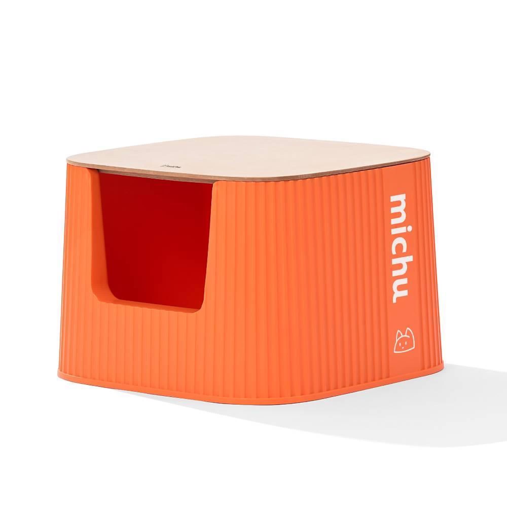 Michu Deluxe Cat Litter Box with Bamboo Lid, Coral, XX-Large | Petco