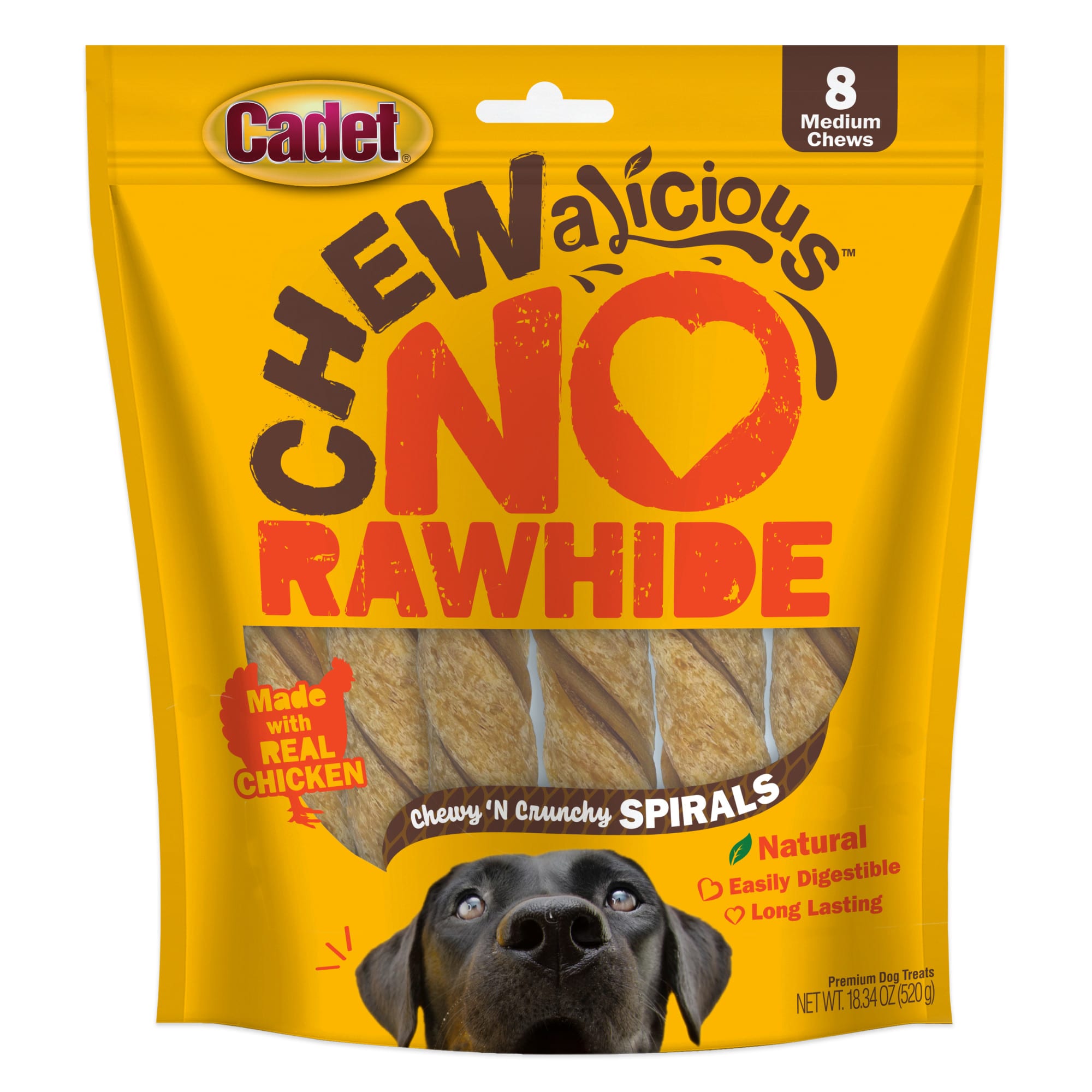 Cadet Chewalicious Chewy 'N Crunchy Rawhide-Free Natural Spirals ...