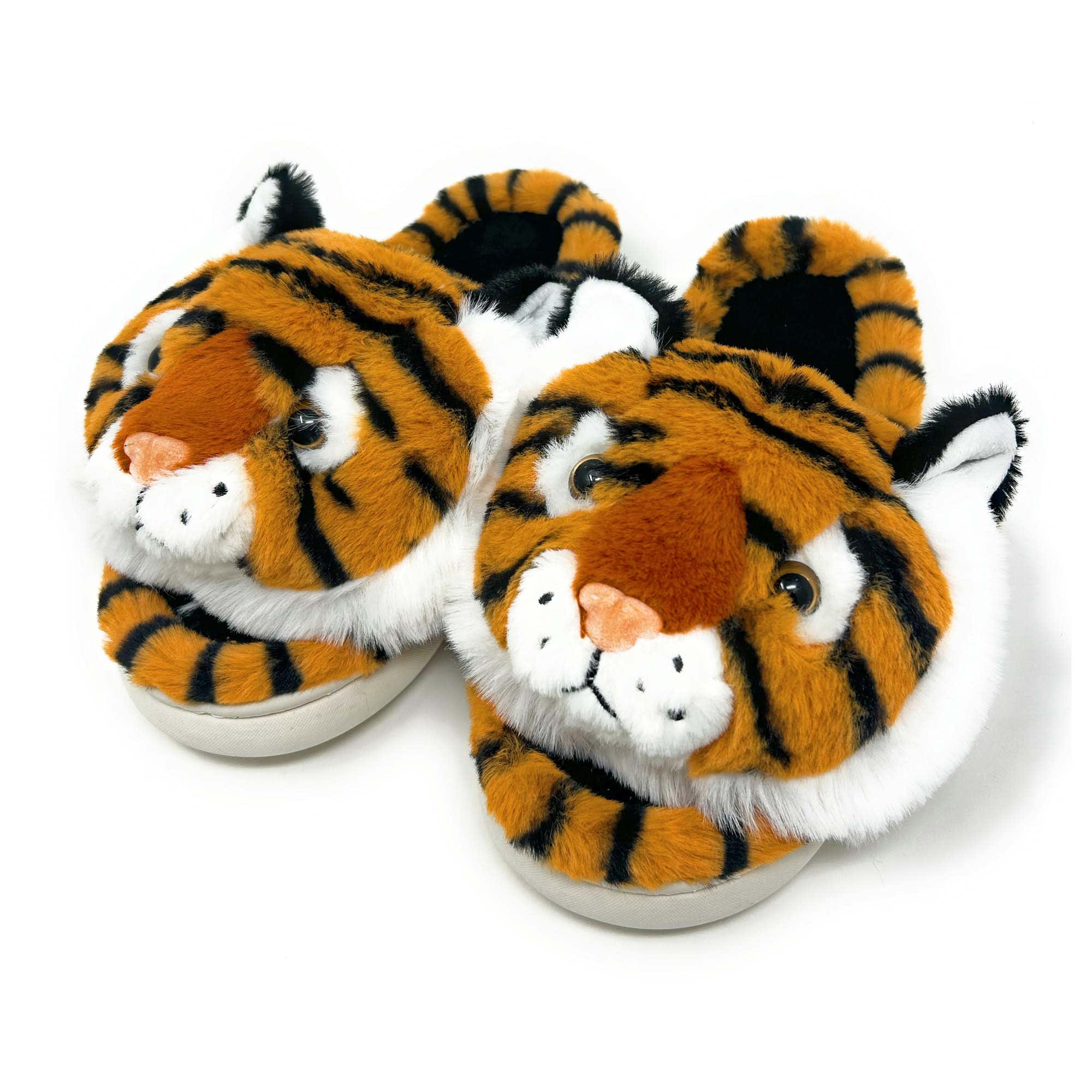 Oooh yeah! Women's Fuzzy Tiger Roar Non-Skid Slippers, Small | Petco