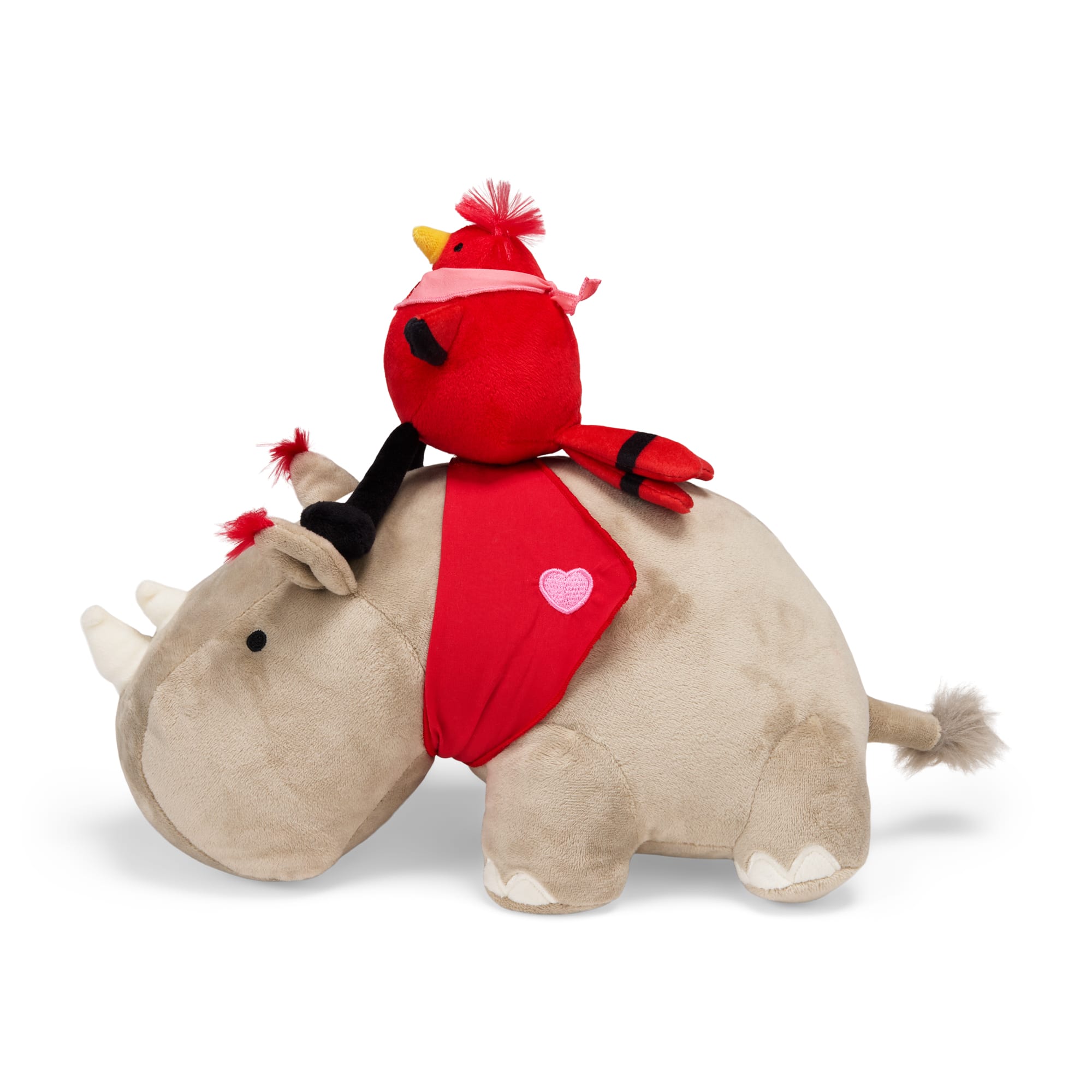 YOULY Rhino and Red Bird Plush Dog Toy, Medium | Petco