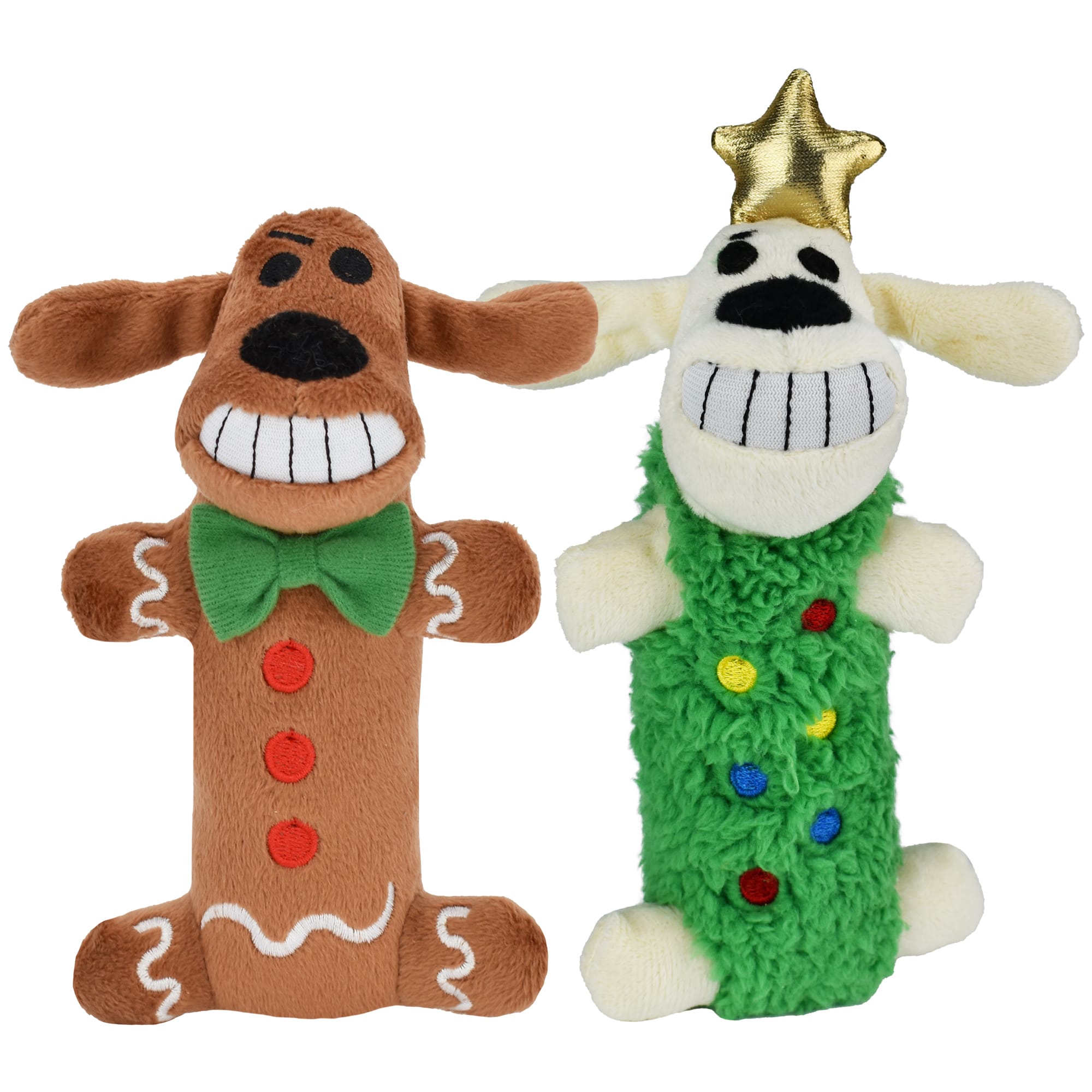 Multipet International Holiday Christmas Tree and Gingerbread Loofa Dog ...