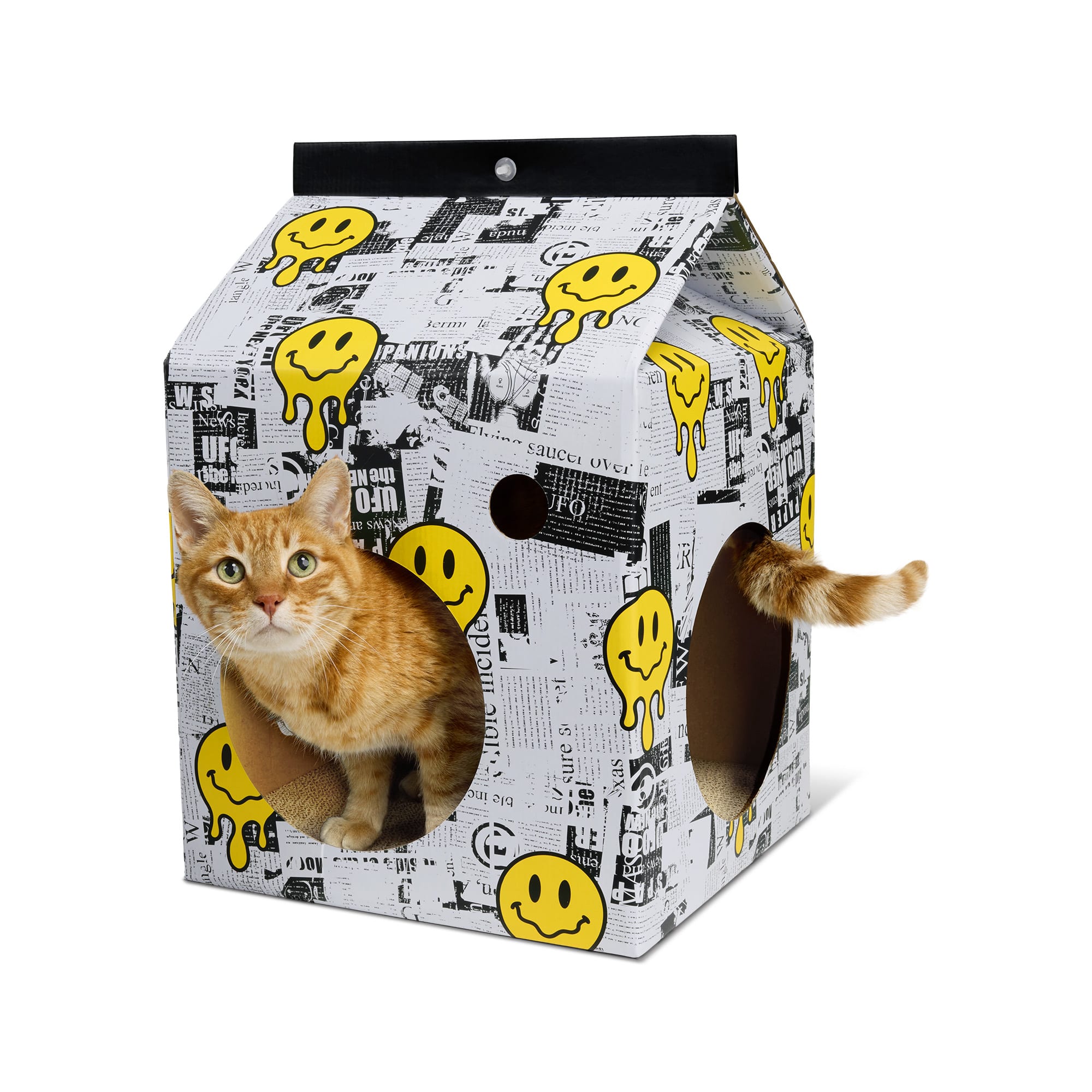 YOULY Pop Art Carton Scratch Condo Cat Toy, 13.31" L X 13.31" W X 19.88 ...