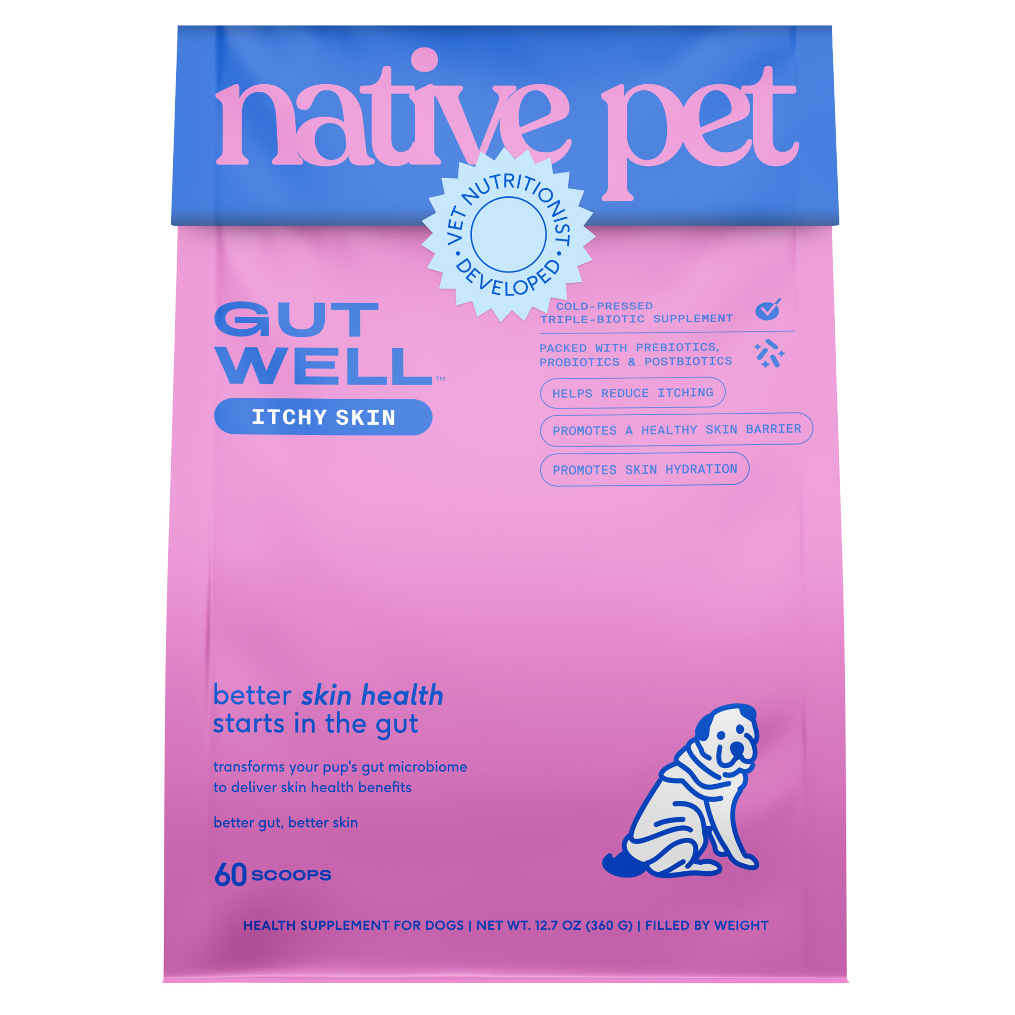 Native Pet GutWell Itchy Skin, Immune & Allergy Supplement for Dogs, 12.7 oz. | Petco