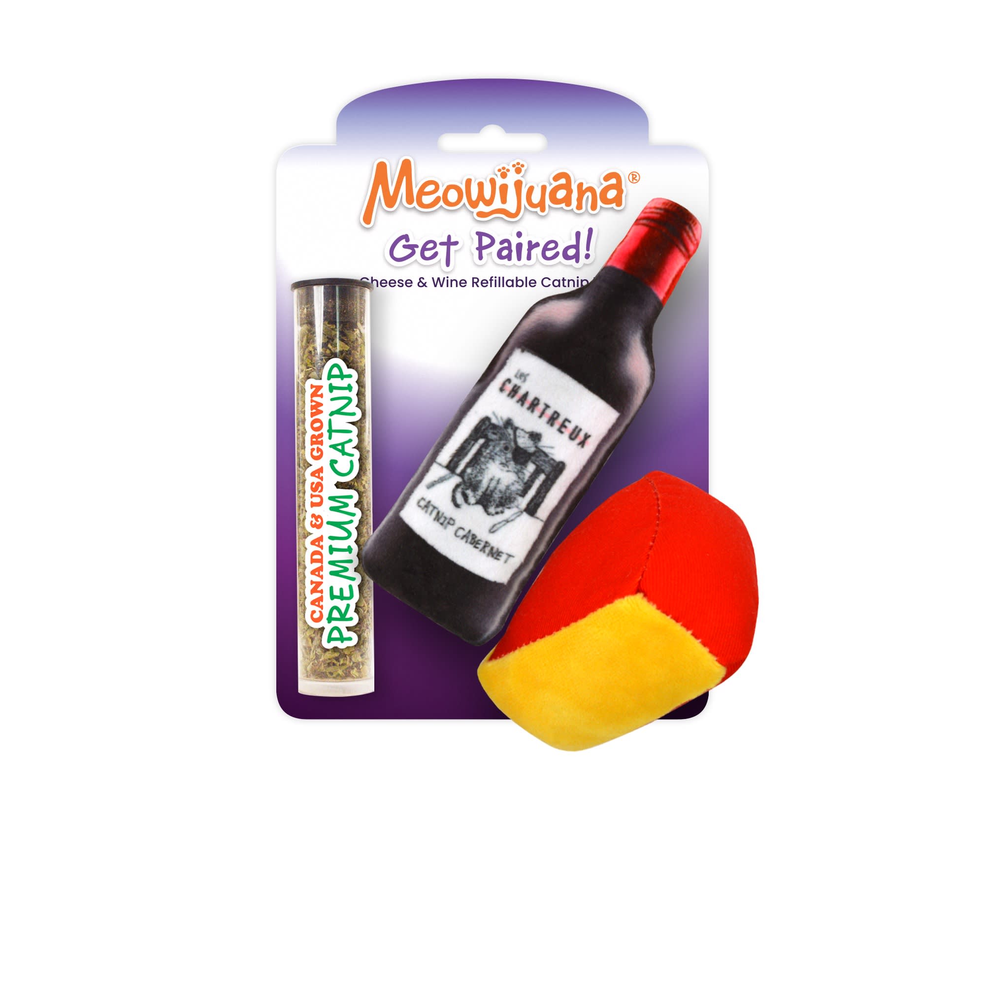 Meowijuana Get Paired Wine and Cheese Catnip Toy for Cats, Small, Pack ...