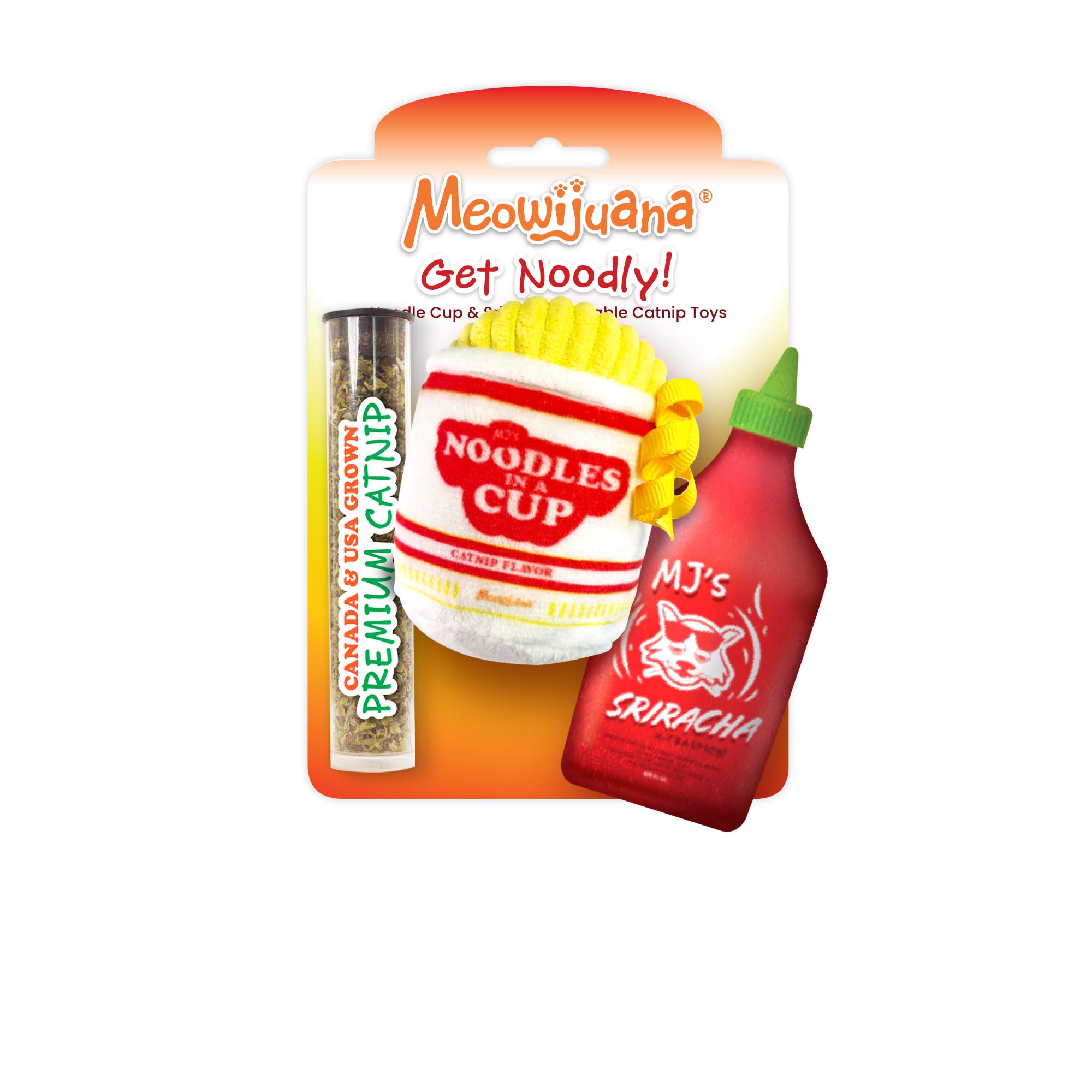 Meowijuana Get Noodly Noodles and Sriracha Catnip Toy for Cats, Small ...