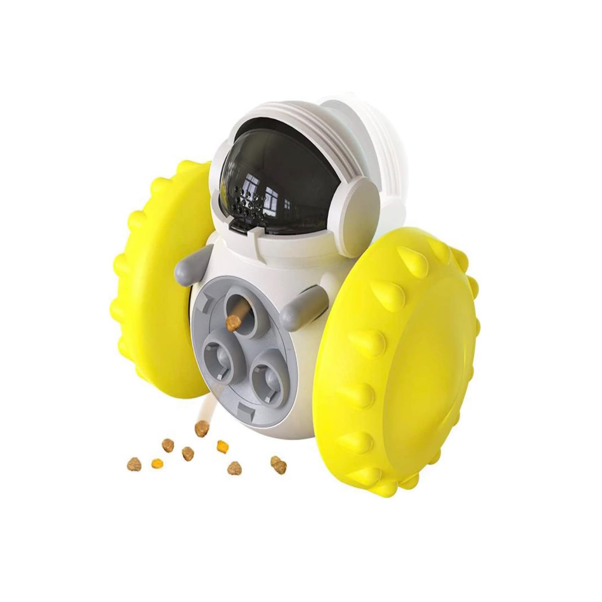 Piggy Poo and Crew Yellow Robot Treat-Dispensing Push Toy, 5" L X 4" W ...