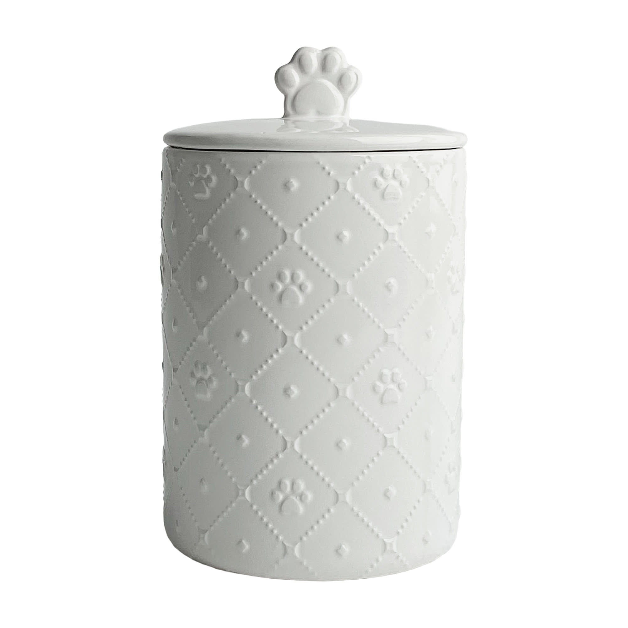 10 Strawberry Street Clermont Paw White Embossed Treat Canister for ...