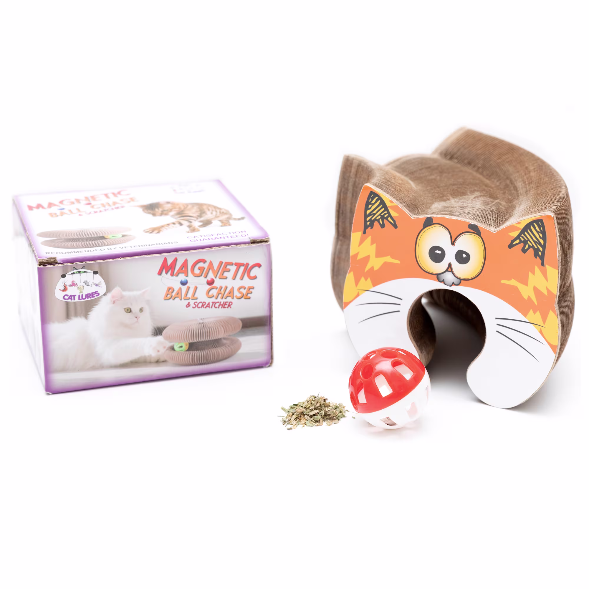 Cat Lures Meowee Wowee Catnip Magnetic Ball Chase and Scratcher, Small ...