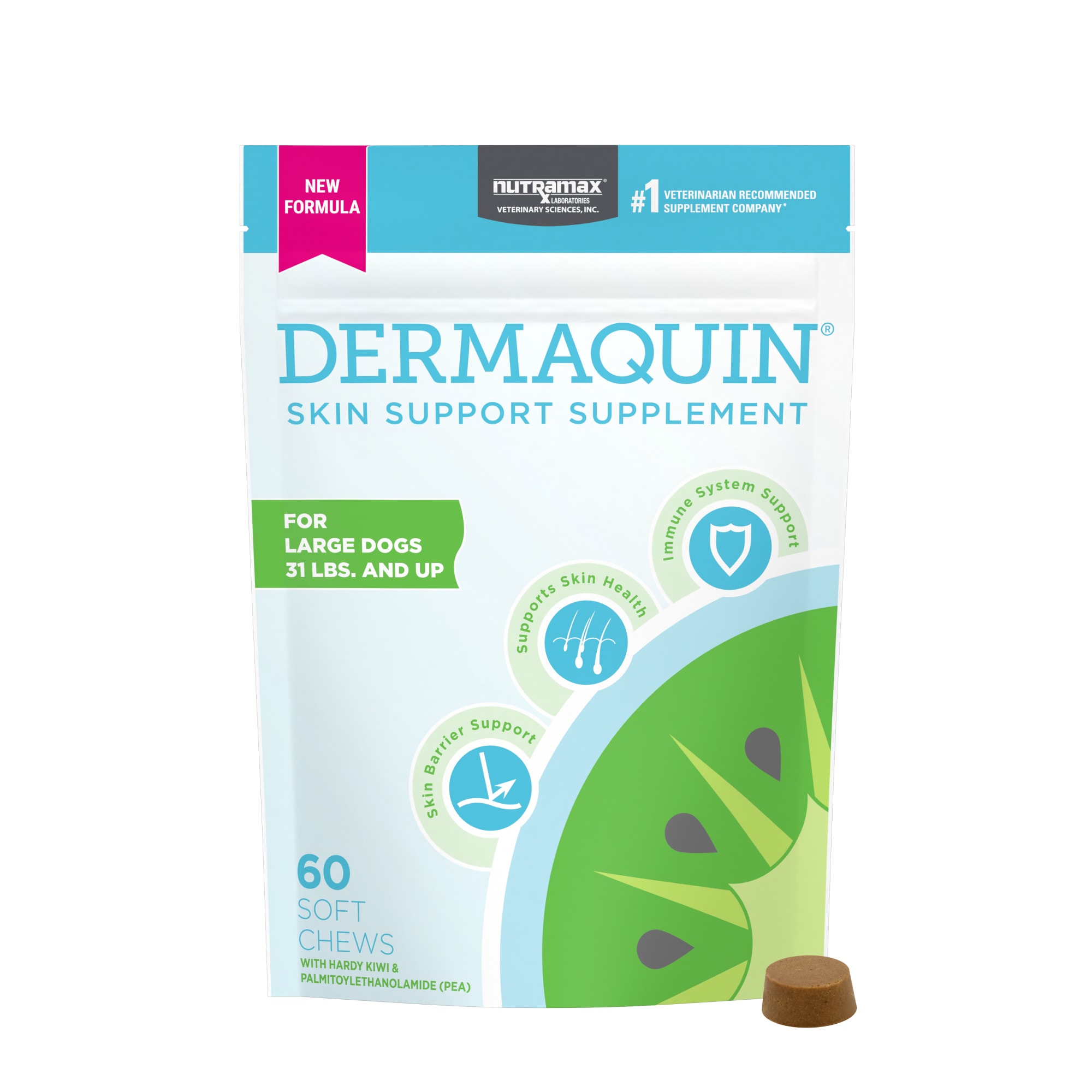 NUTRAMAX DERMAQUIN Skin Support 31+ lbs for Large Dogs, Count of 60 | Petco