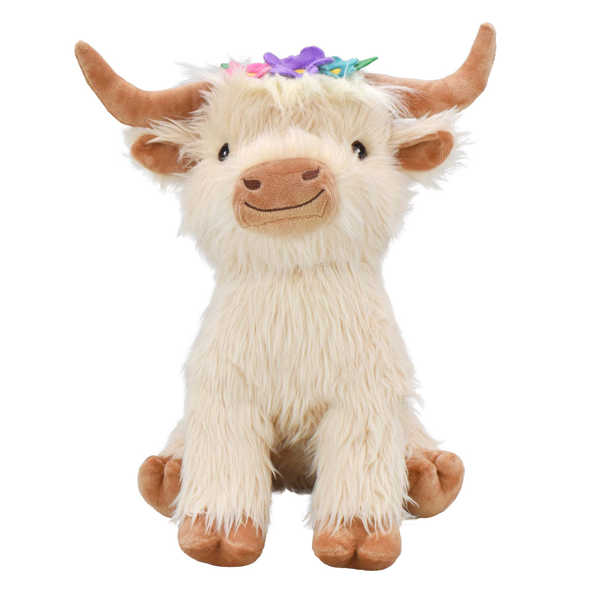 Multipet International Jumbo Highland Cow with Flower Crown Dog Toy, X ...