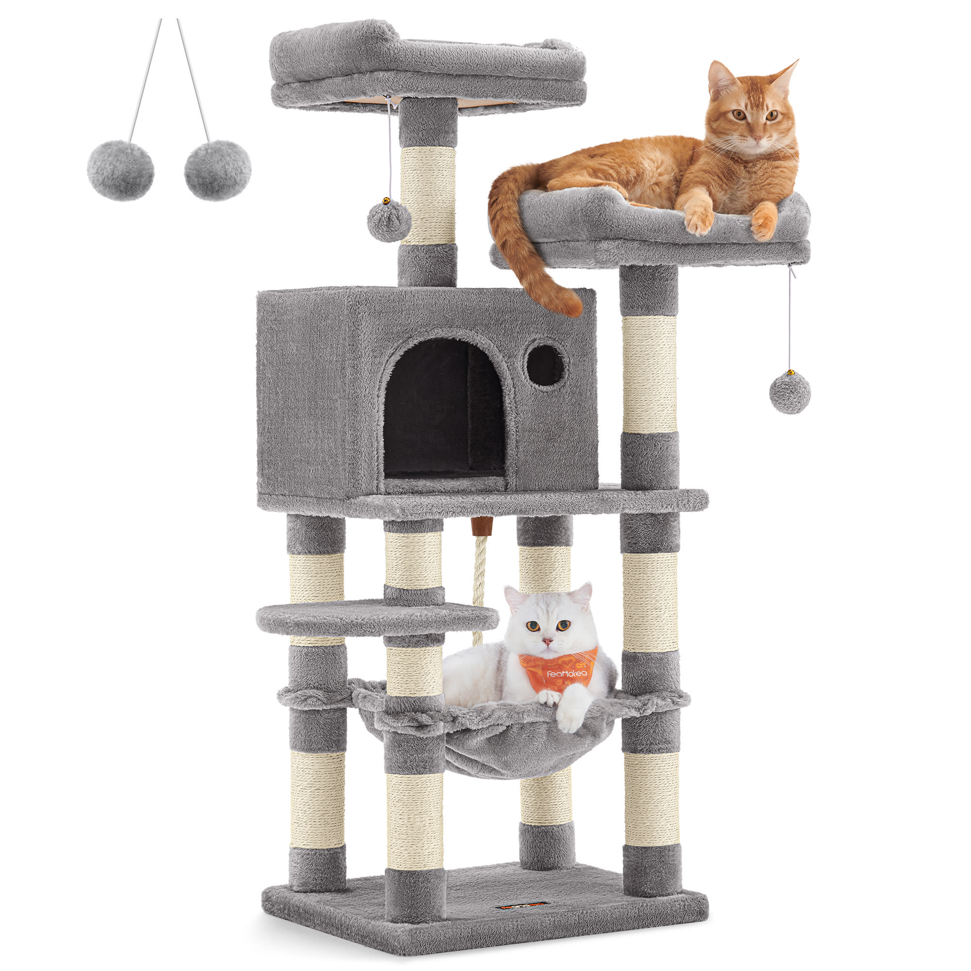 SONGMICS HOME 44.1-Inch Cat Tower - Multi-Level Cat Tree Condo with 11 ...