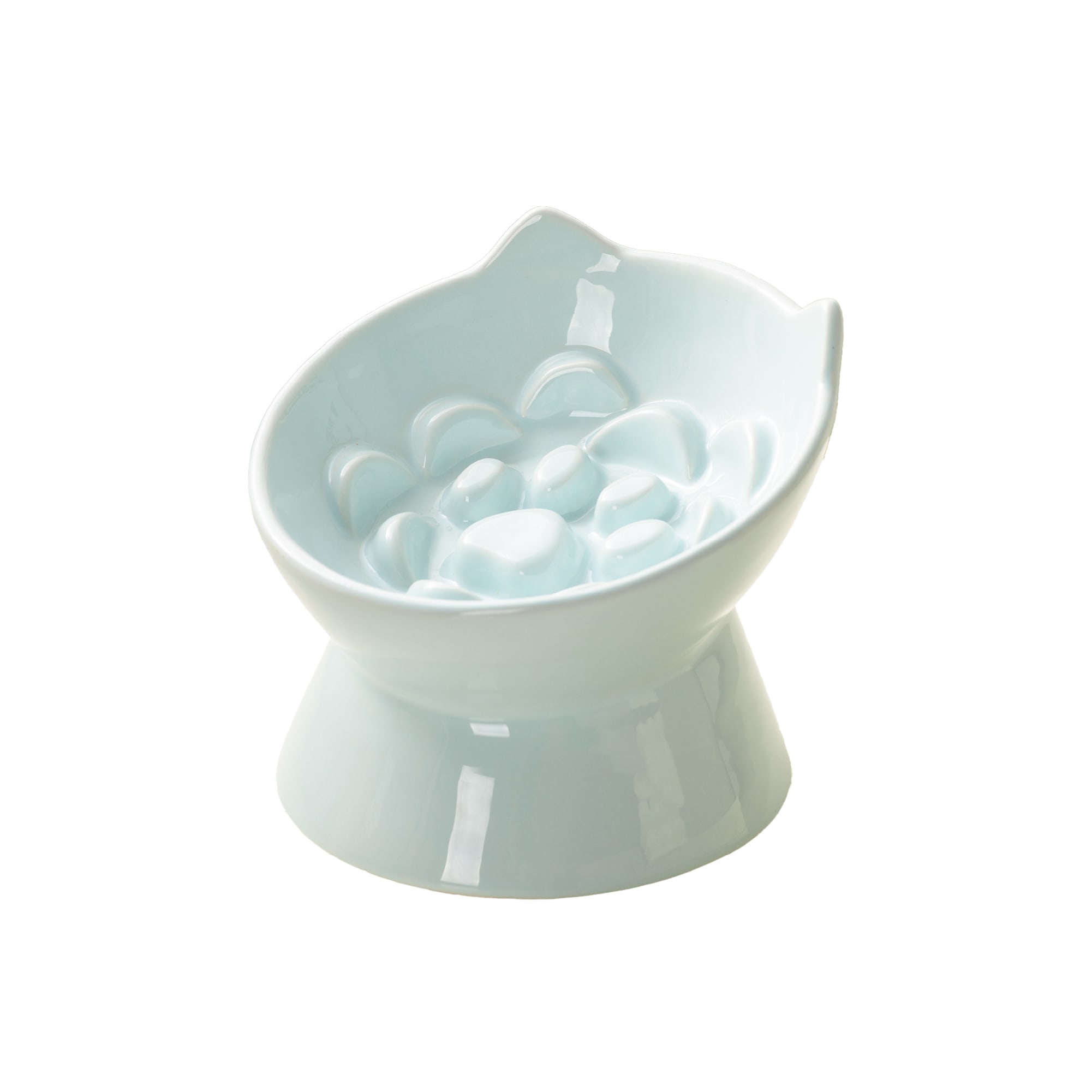 PawsPik Lynx Ceramic Raised Slow Ceramic Dog & Cat Elevated Food Bowl ...